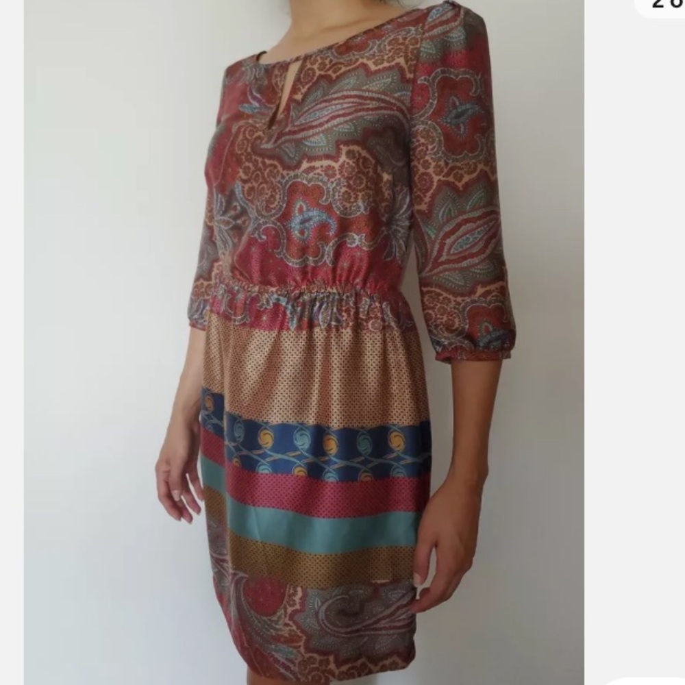 Zara Basics Moroccan Maroon And Gold Dress - Gem